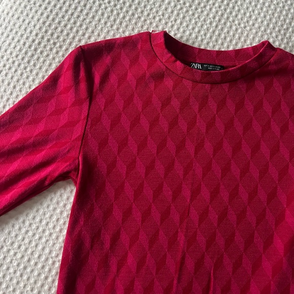 Zara | Tops | Zara Pink Pattern Long Sleeve Top | Poshmark
